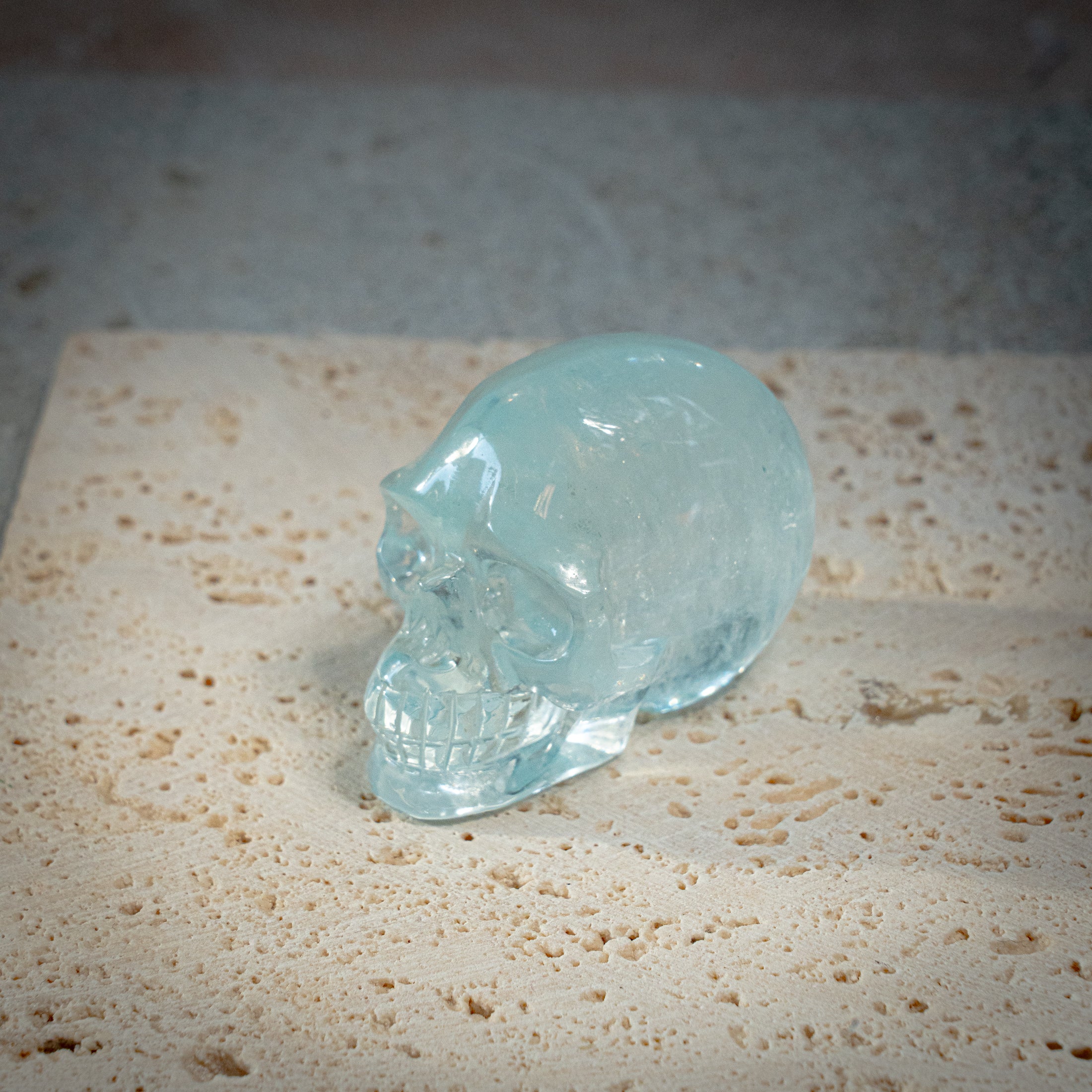 'Iceborn Seer' Aquamarine Skull – StoneAge Glastonbury